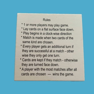 Match Game Match N Play Card Game Kids Game - Etsy