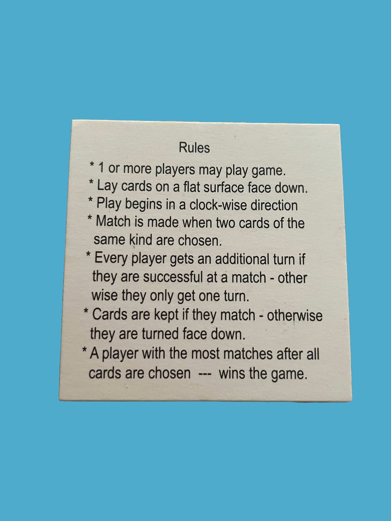 Match Game Match N Play Card Game Kids Game - Etsy