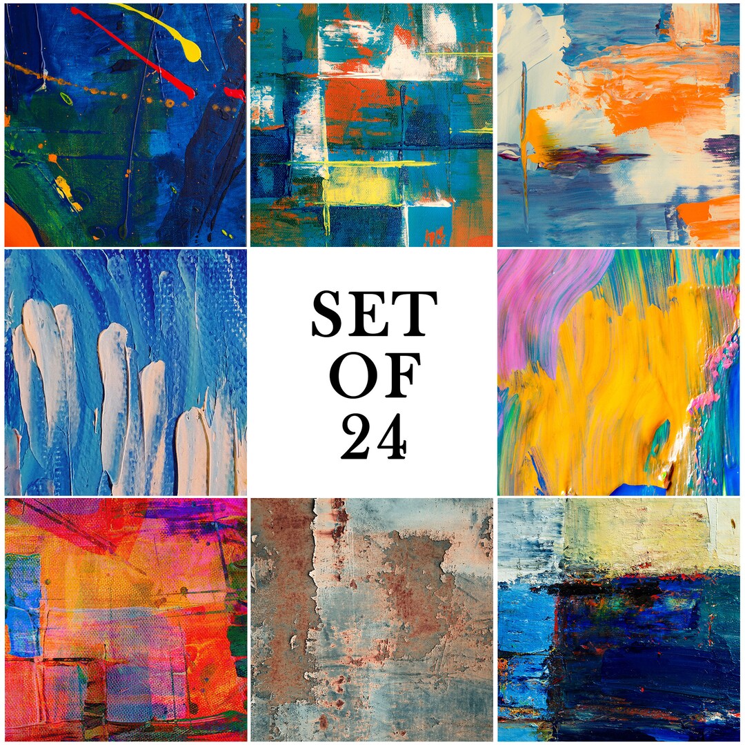 Abstract Painting Print Colorful Wall Art Set of 24 Modern Decor ...