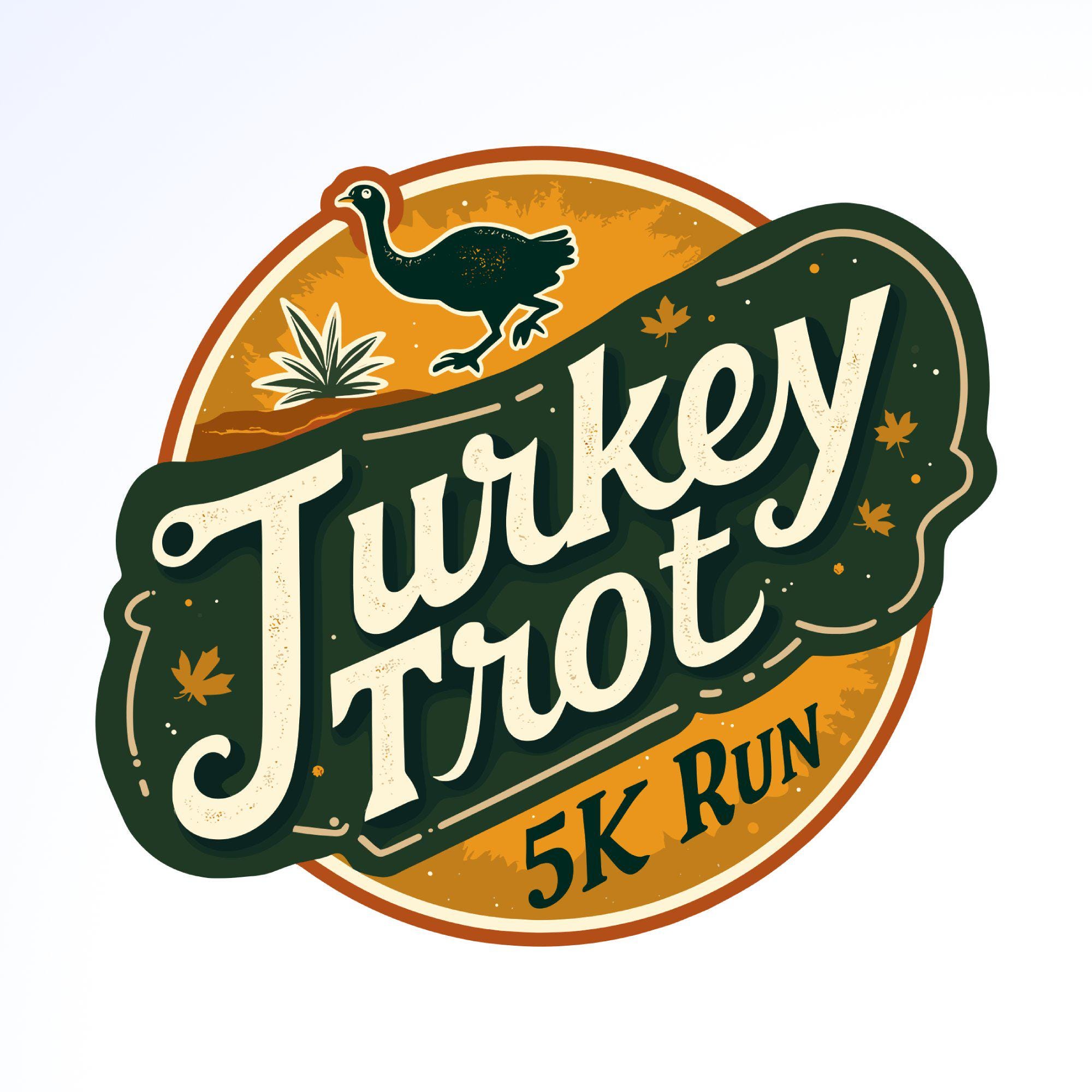 Thanksgiving Running Event Logo Ideas, Turkey Trot Retro - 5K Race Logo ...