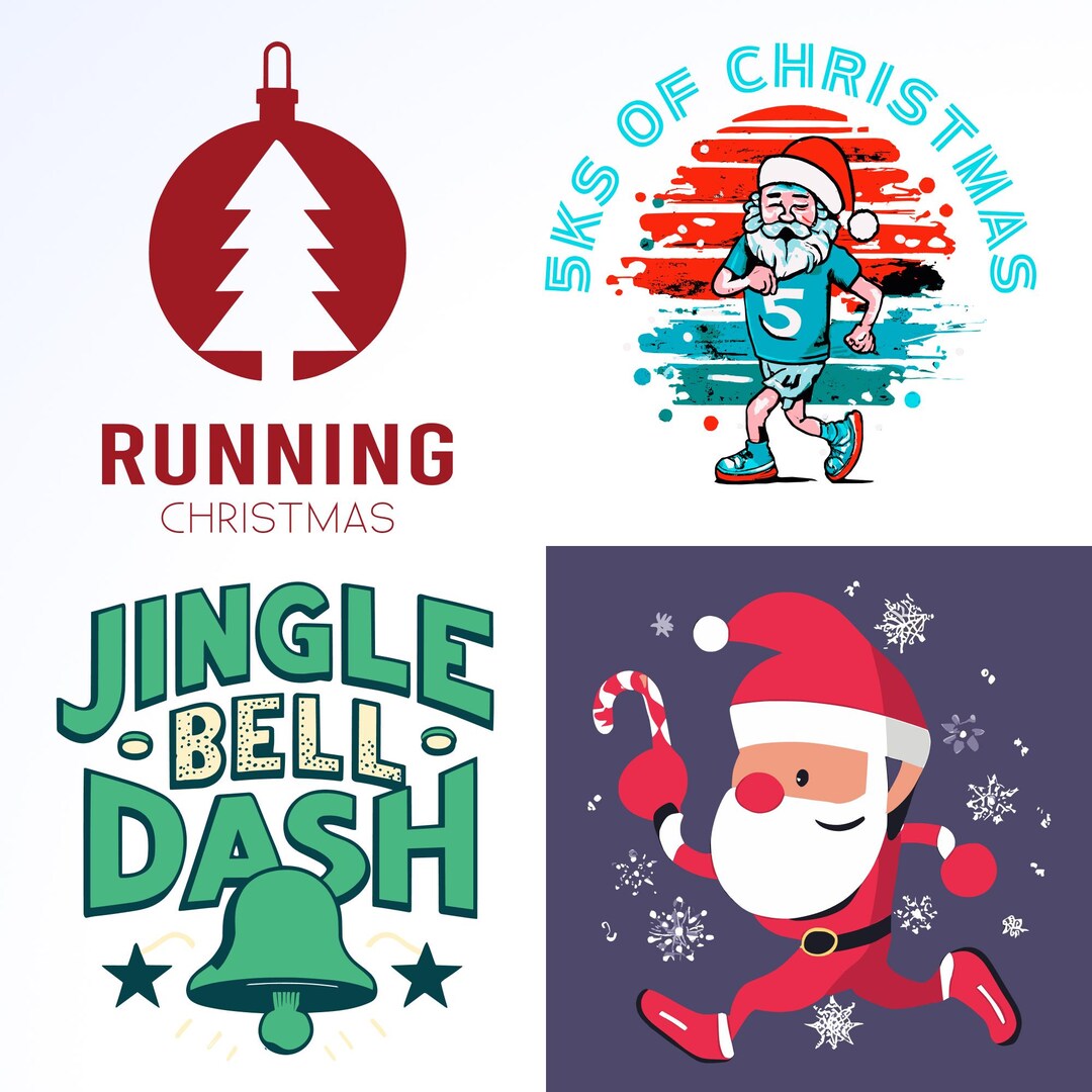 Christmas Running Race Svg Logos, Santa's Sprint Art - Reindeer Race ...