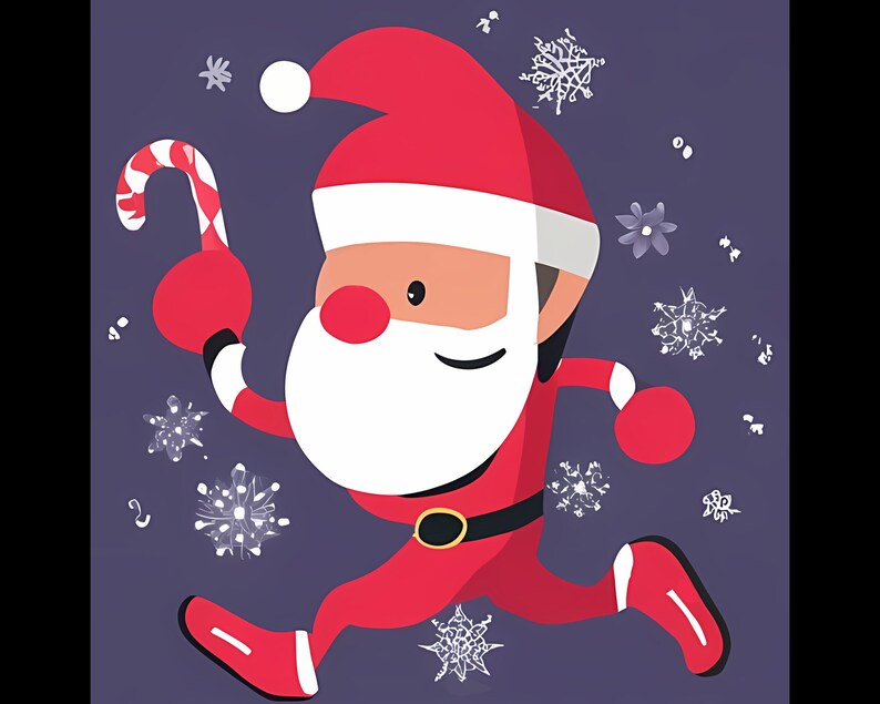 Running Christmas Santa Logo PNG Cartoon Art SVG Download, Running ...