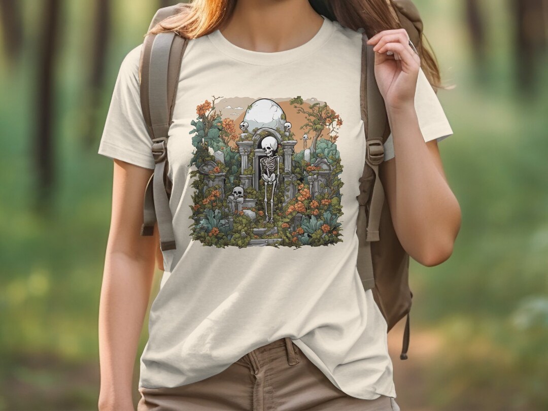 Botanical Grave Yard Skeleton Halloween Runners Shirt. Womens - Etsy