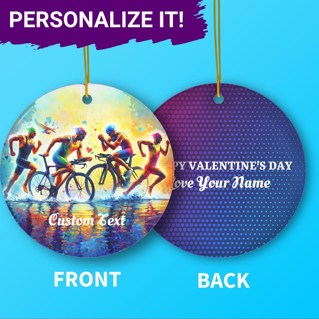 Triathlon Ornament, Swim Bike Run Decor, Triathlete Gift, Endurance ...