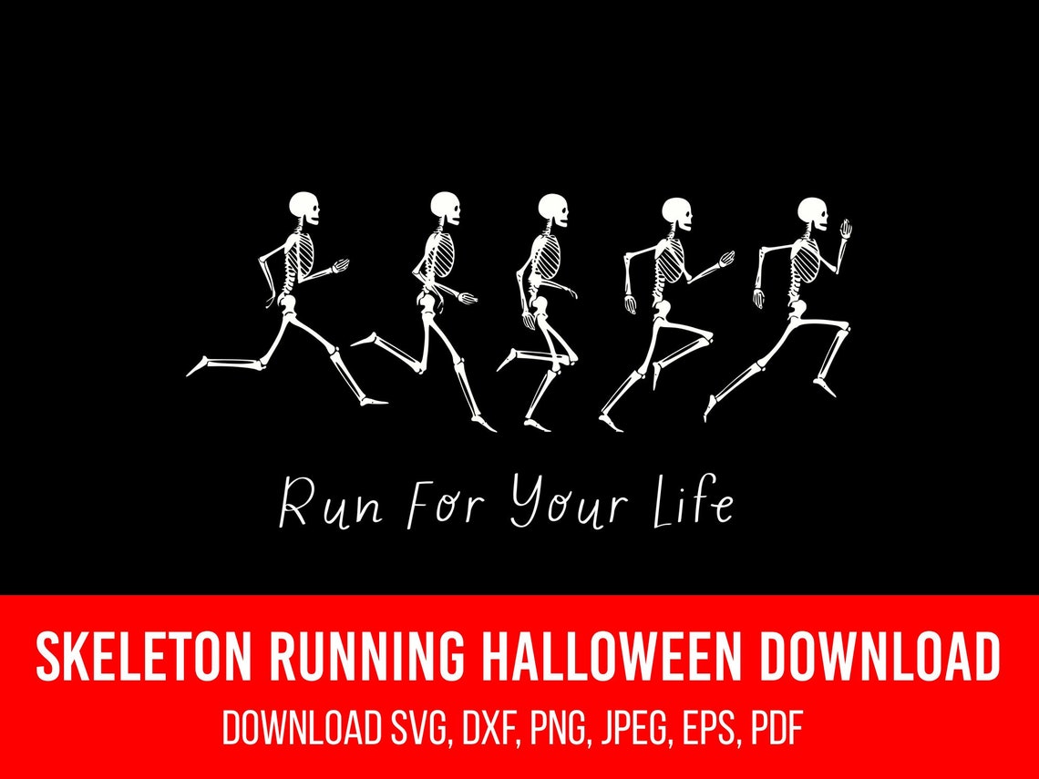 Skeleton Running SVG Digital for Fun Run, Instant Download Race PNG ...