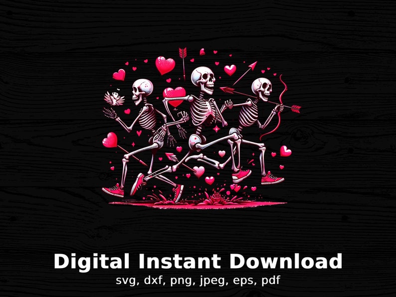 Running Skeletons SVG, Love Heart Skeletons PNG, Digital Download ...