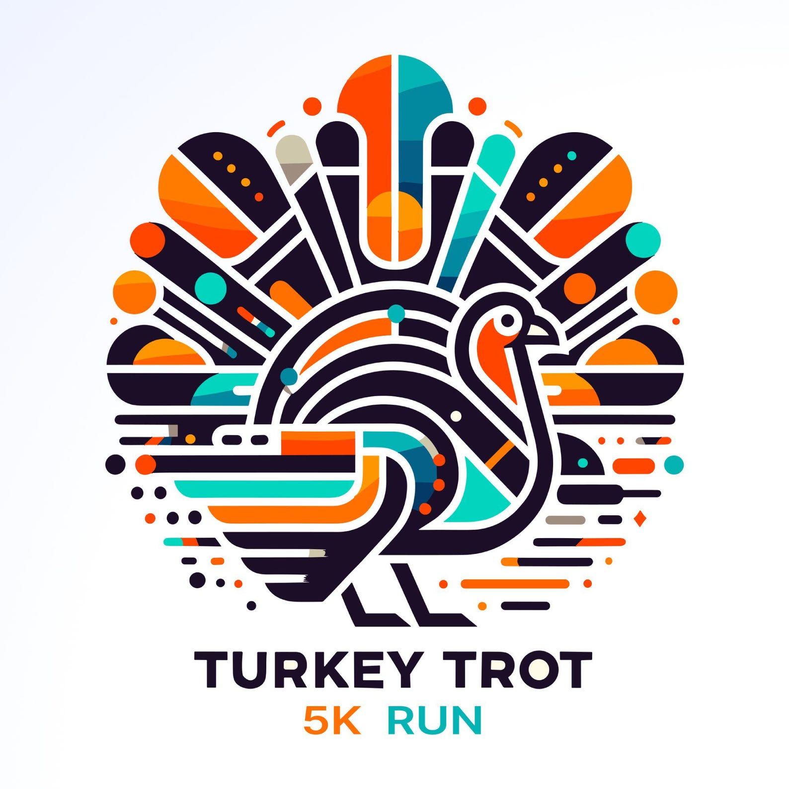 Geometric Turkey Trot Logo Bundle - Thanksgiving Run Graphic 5k Design ...