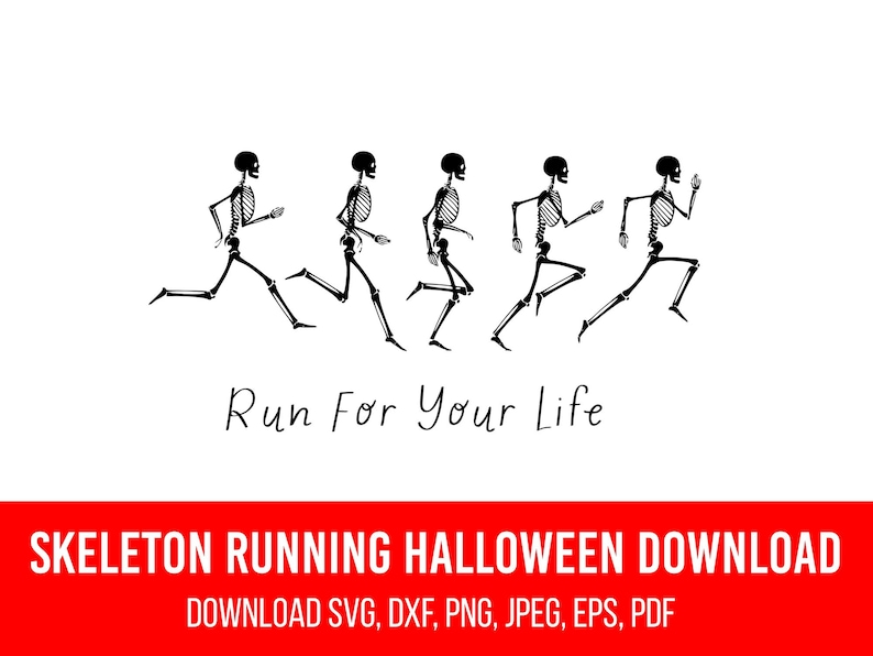 Skeleton Running SVG Digital for Fun Run, Instant Download Race PNG ...