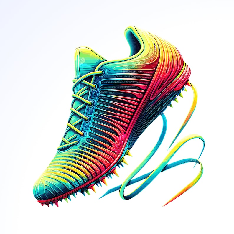 Psychedelic Track and Field Png, Spike Shoe - Running Spikes Cross ...