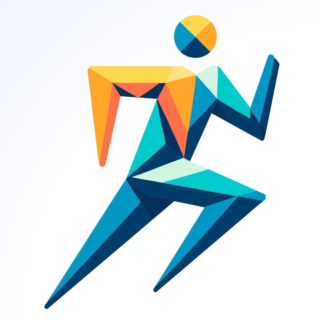 Geometric Running SVG Track, Running Man Geometric - Runner Digital Art ...