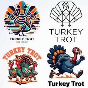 Geometric Turkey Trot Logo Bundle - Thanksgiving Run Graphic 5k Design ...