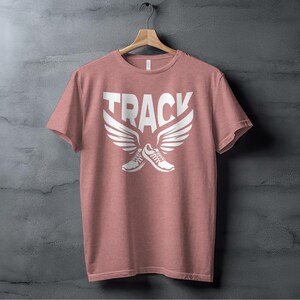 Sports Run Track and Field Shirt, Track Shoes Wings Bold - Running Tee ...