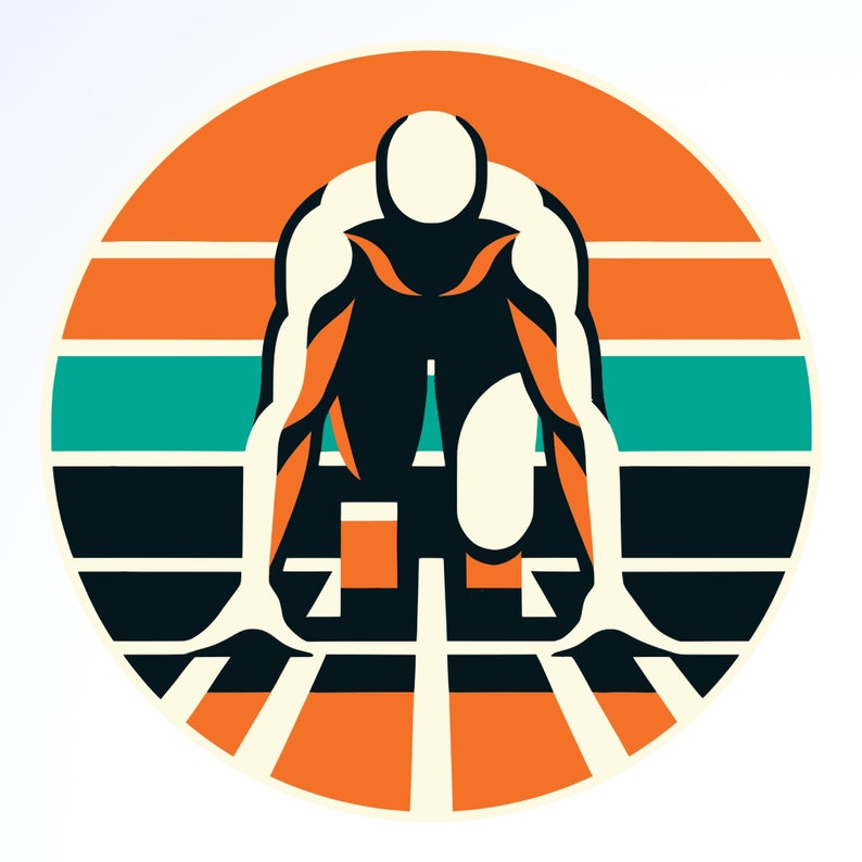 Track and Field Icons Png, Retro Trackstart Running Digital - Cross ...