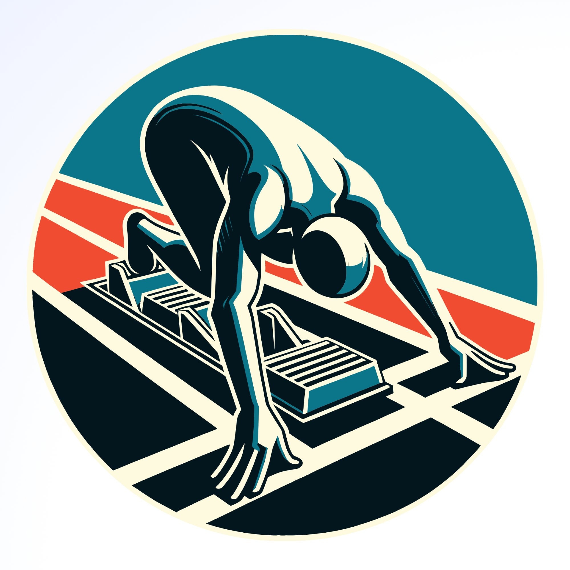 Track and Field Icons Png, Retro Trackstart Running Digital - Cross ...
