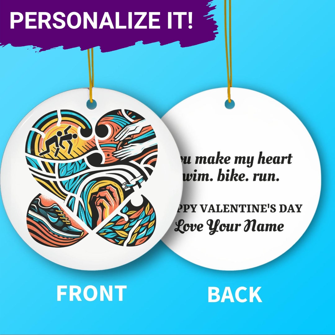 Triathlon Ornament, Heart Swim Bike Run, Christmas Decoration, Sports ...