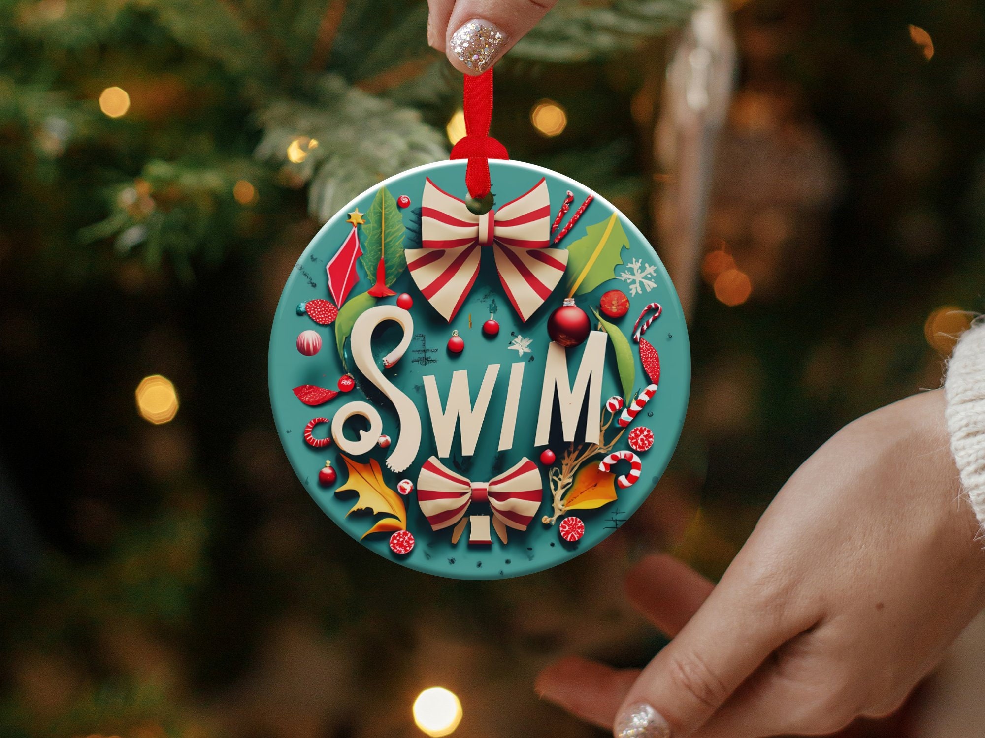 Unique Swim Christmas Ornaments for Swimmers, Candy Cane Mermaid for ...