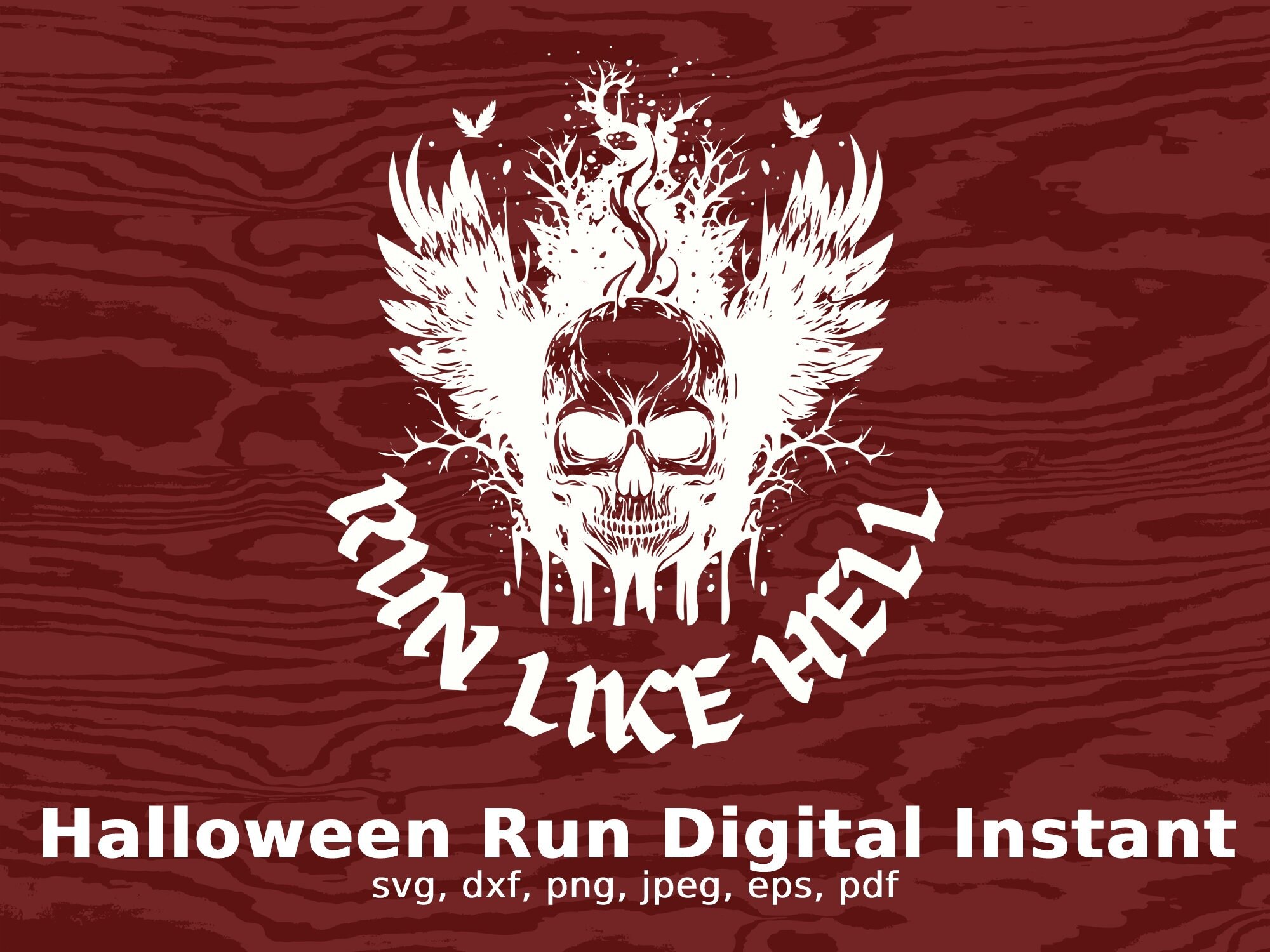 Goth Skull Halloween Run Digital Instant Running Vector - Etsy