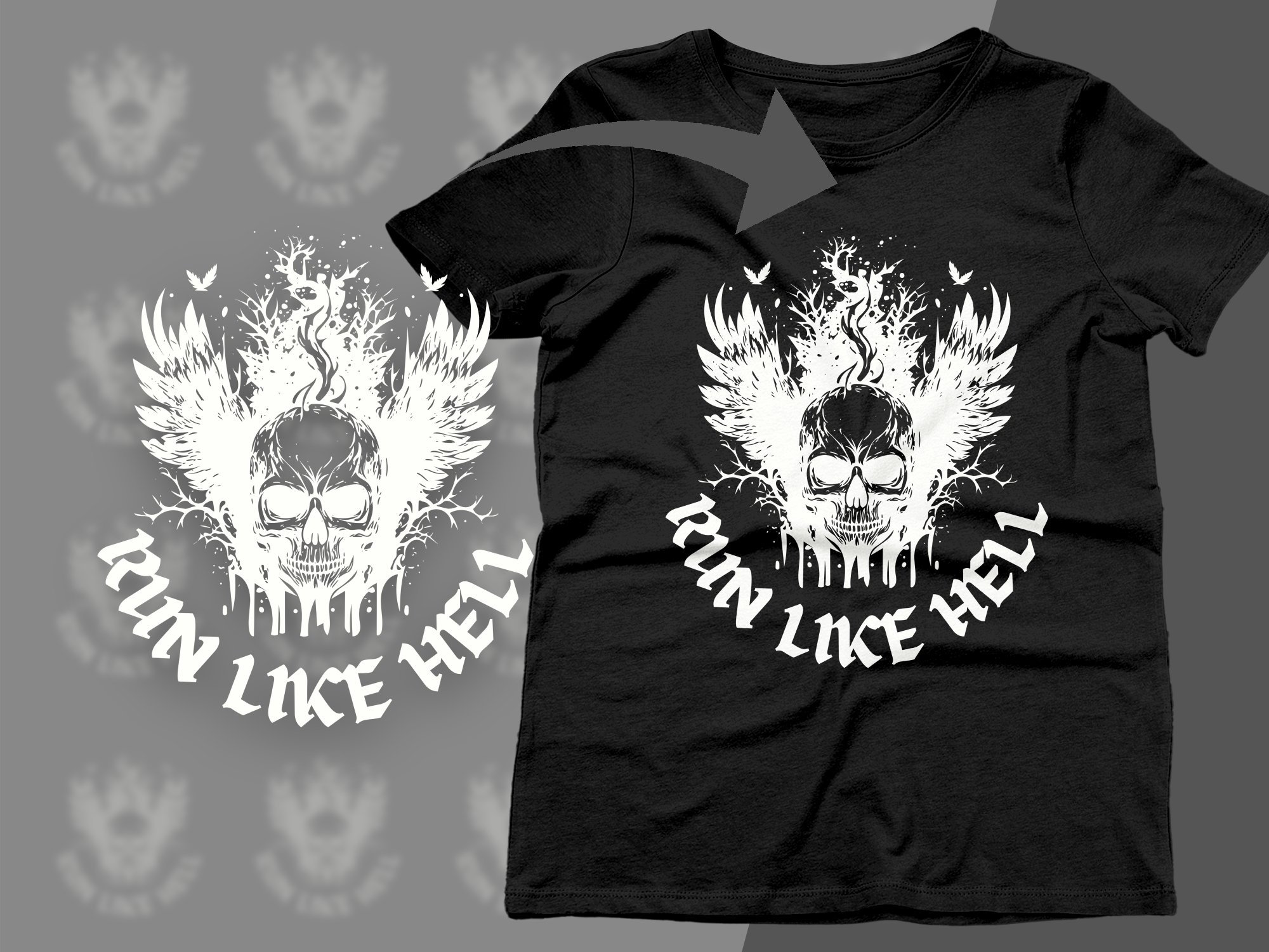 Goth Skull Halloween Run Digital Instant Running Vector - Etsy