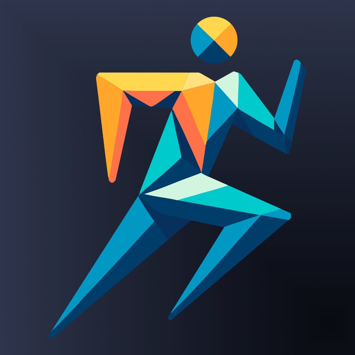 Geometric Running SVG Track, Running Man Geometric - Runner Digital Art ...
