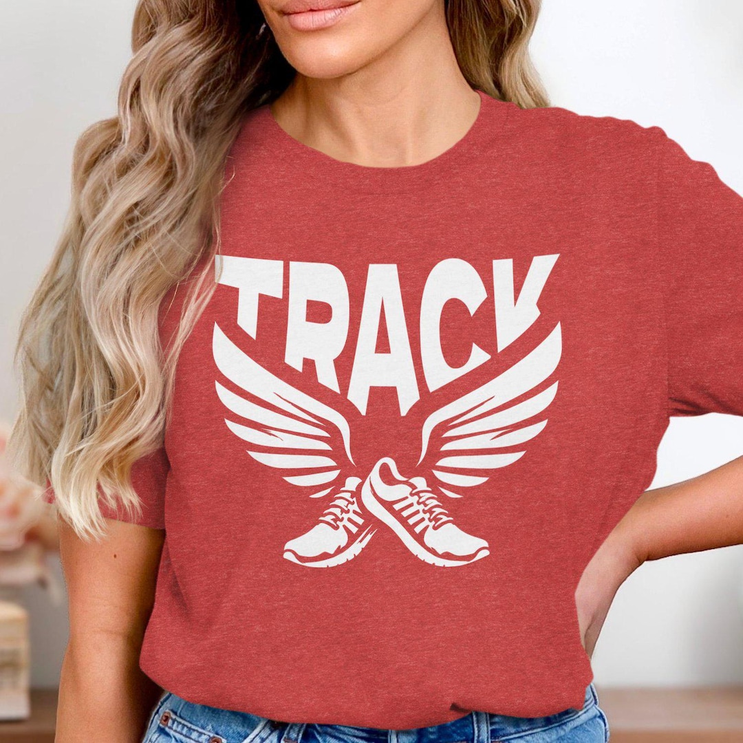Sports Run Track and Field Shirt, Track Shoes Wings Bold - Running Tee ...