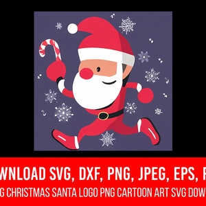 Running Christmas Santa Logo PNG Cartoon Art SVG Download, Running ...