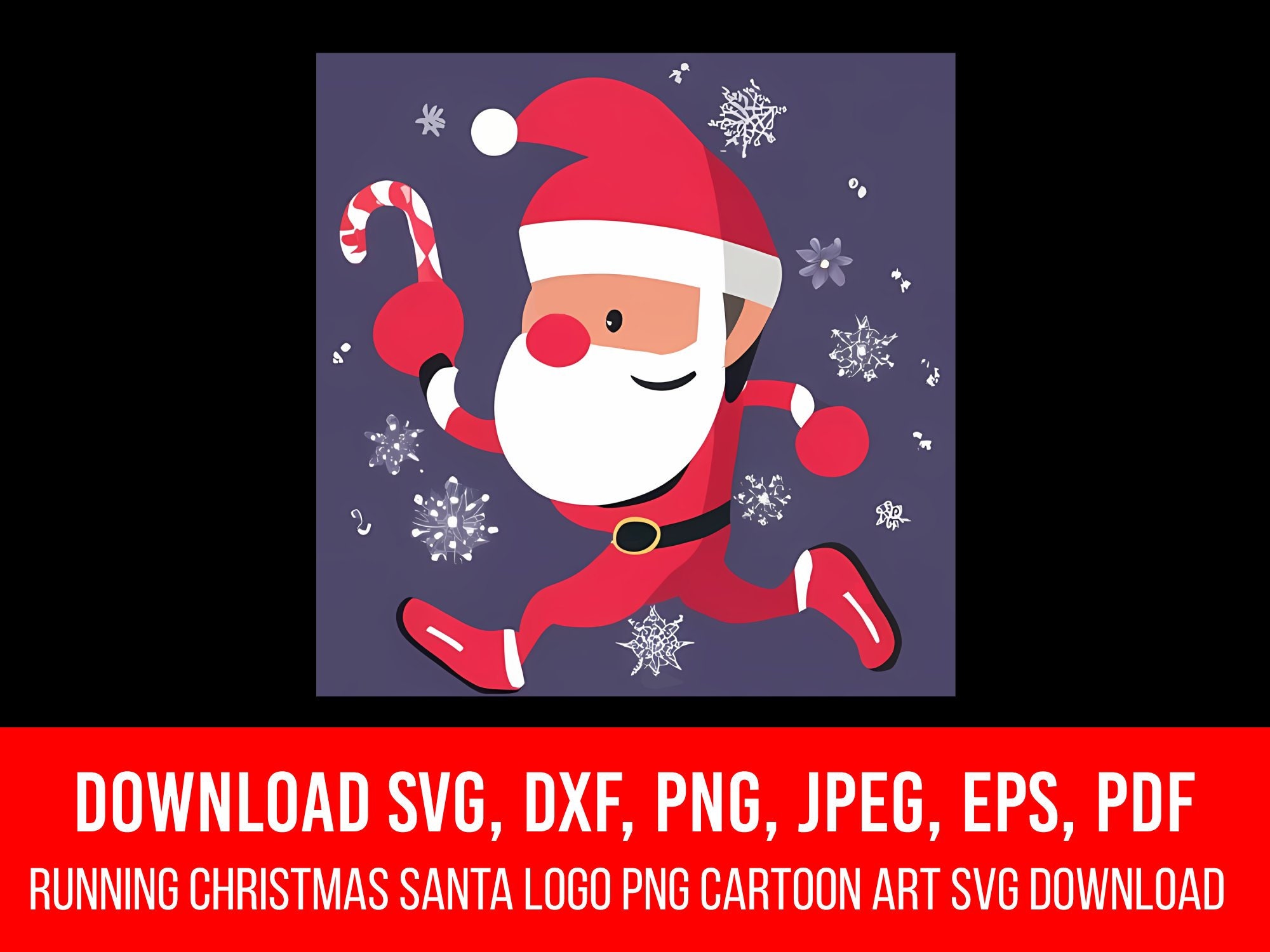 Running Christmas Santa Logo PNG Cartoon Art SVG Download, Running ...