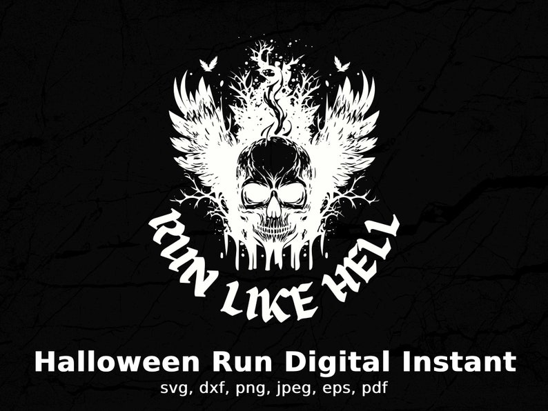 Goth Skull Halloween Run Digital Instant Running Vector - Etsy
