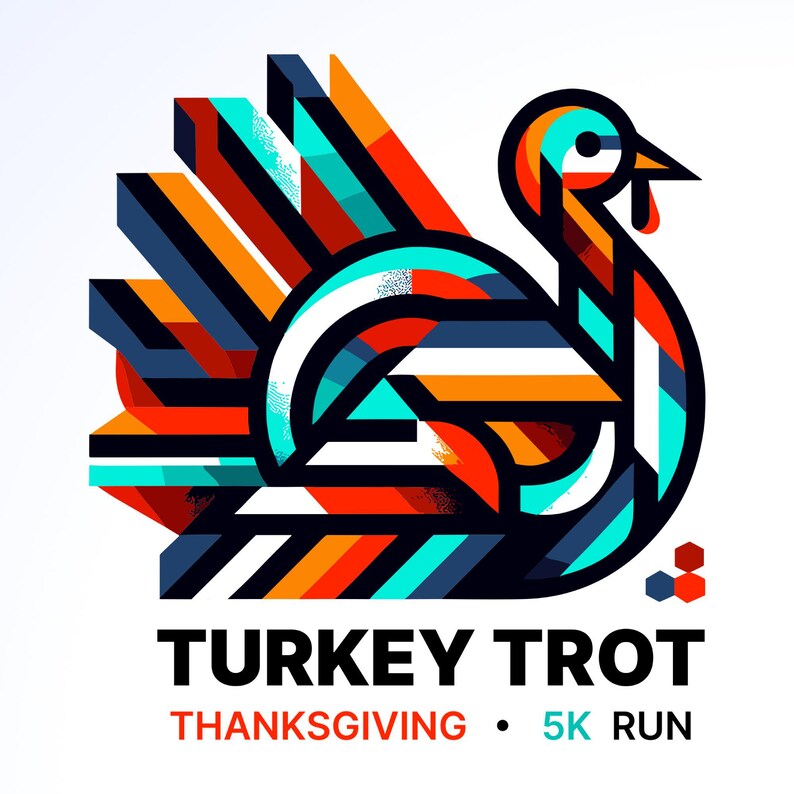 Geometric Turkey Trot Logo Bundle - Thanksgiving Run Graphic 5k Design ...