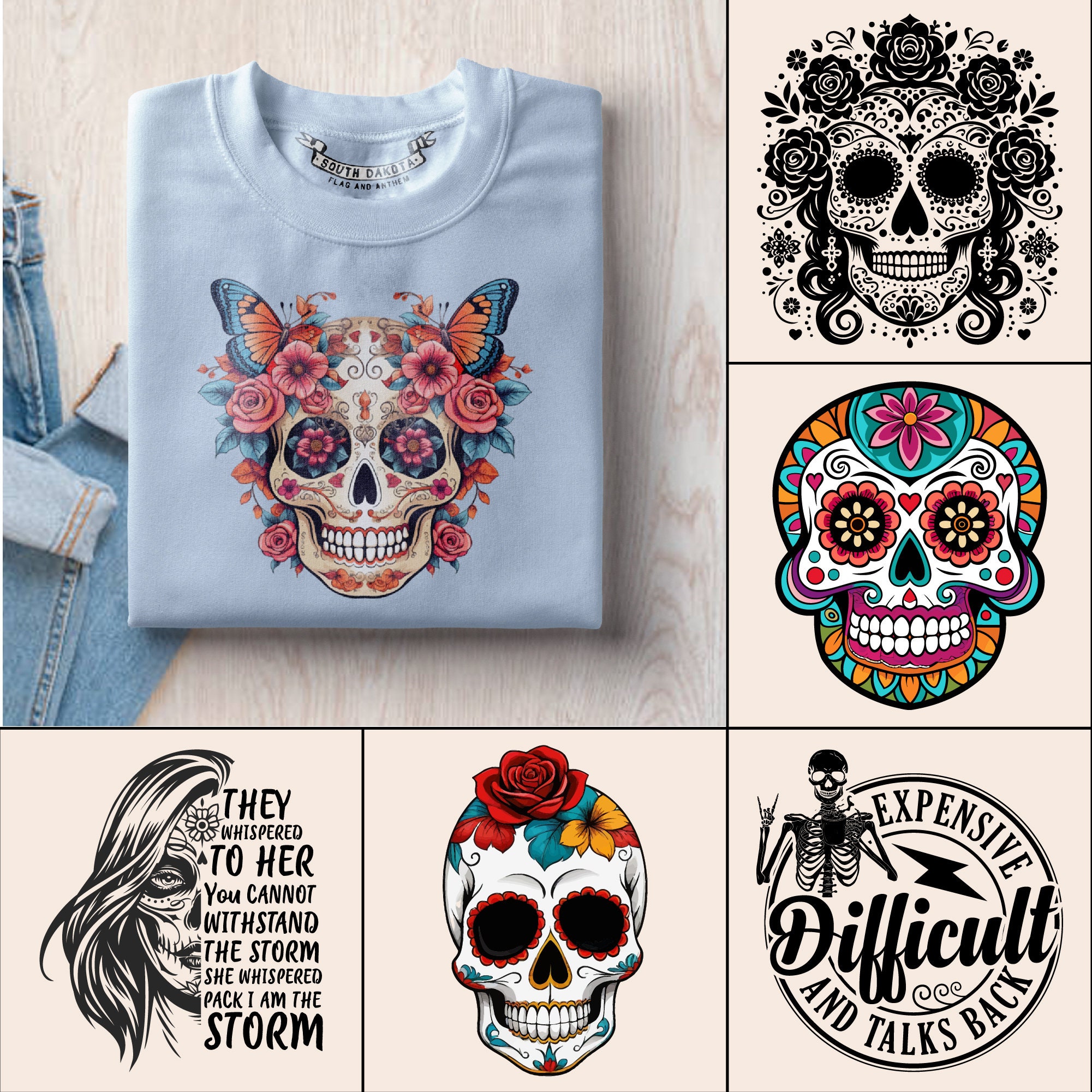 Sugar Skull Svg Mandala Svg Colorful Skull Svg Butterfly Skull Png ...