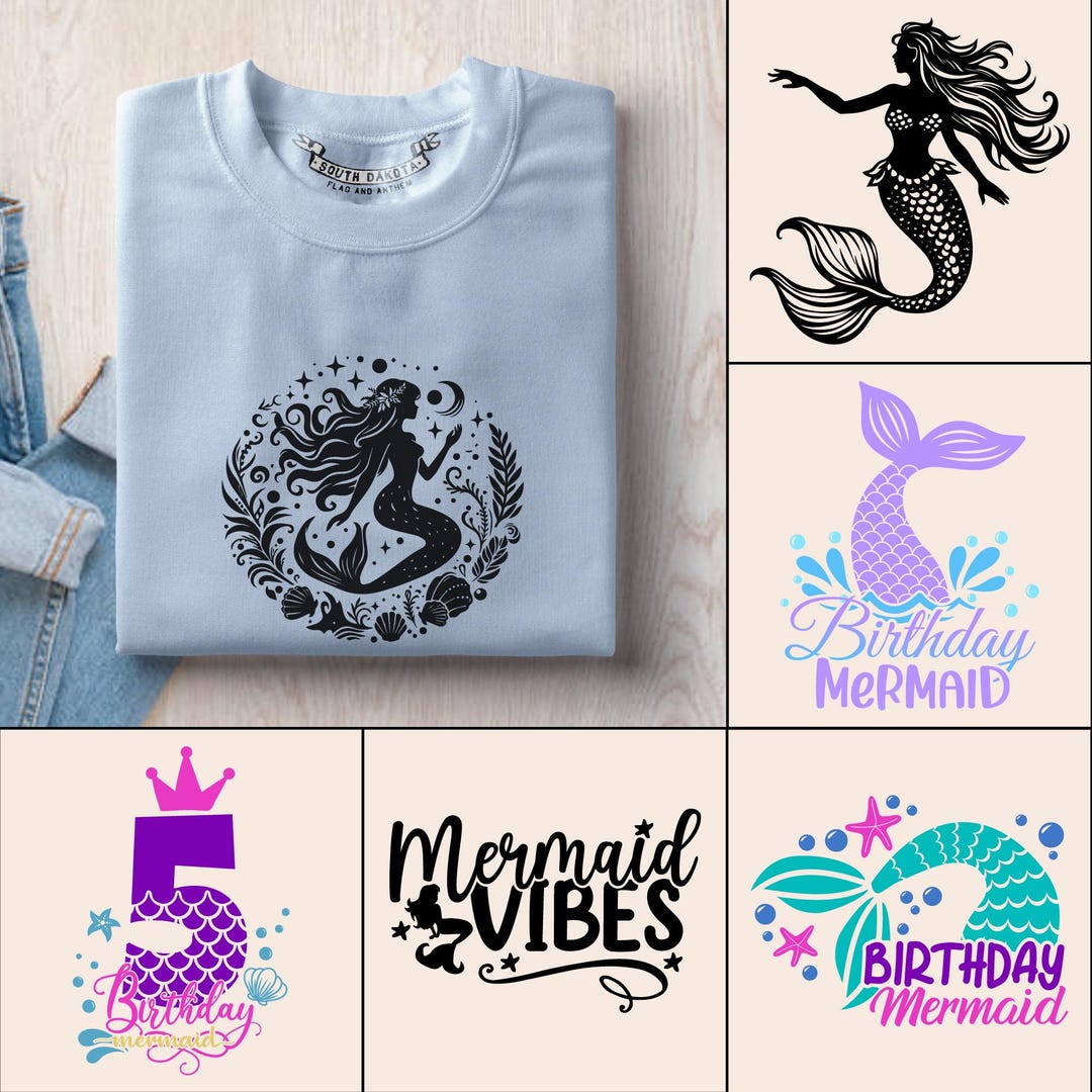 Mermaid Svg 5th Birthday Mermaid Svg Mermaid Birthday Svg Mermaid Tail ...