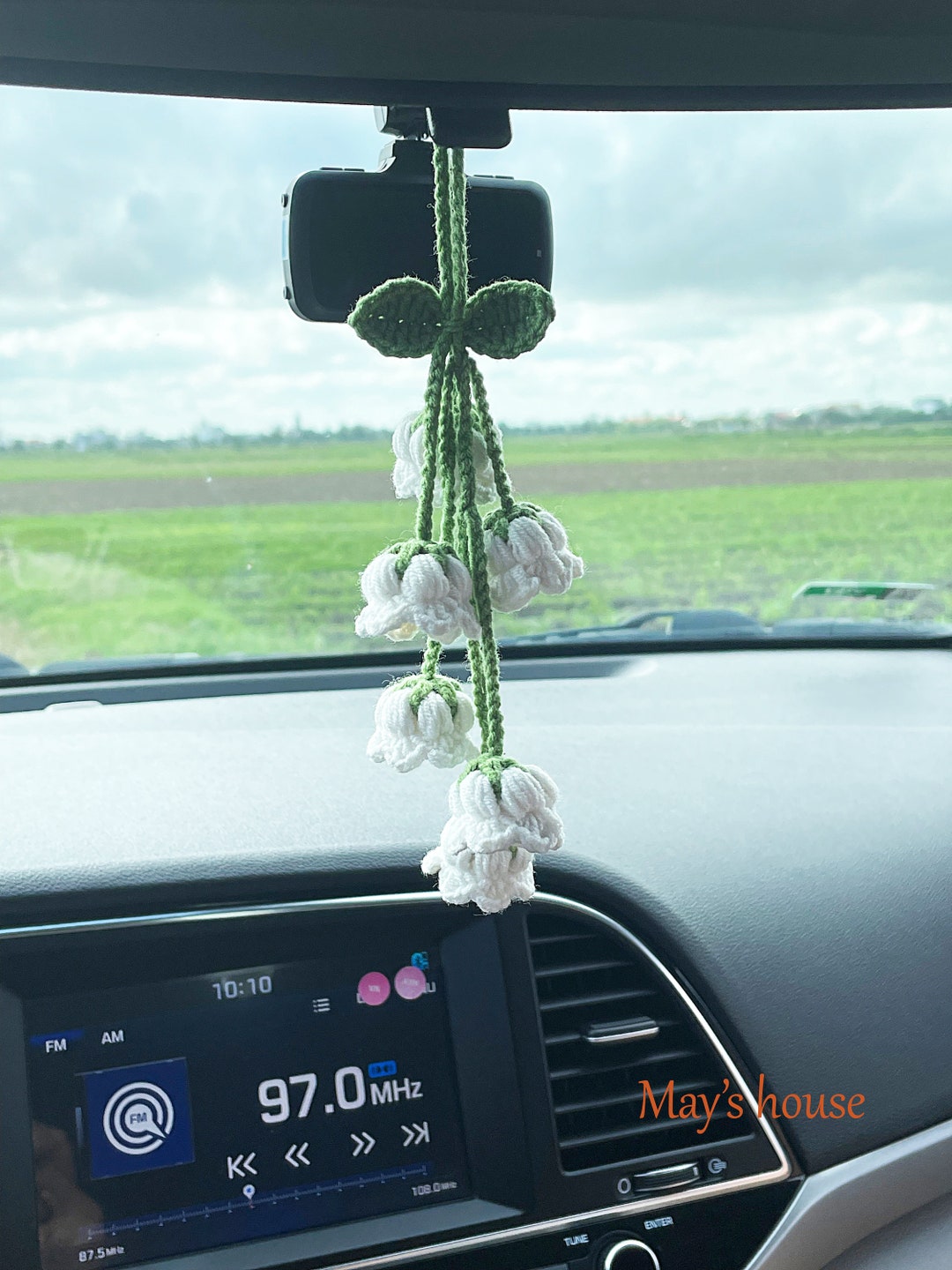 Crochet Lily, Crochet Lily Car Hanging, Handmade Rearview Mirror Charm ...