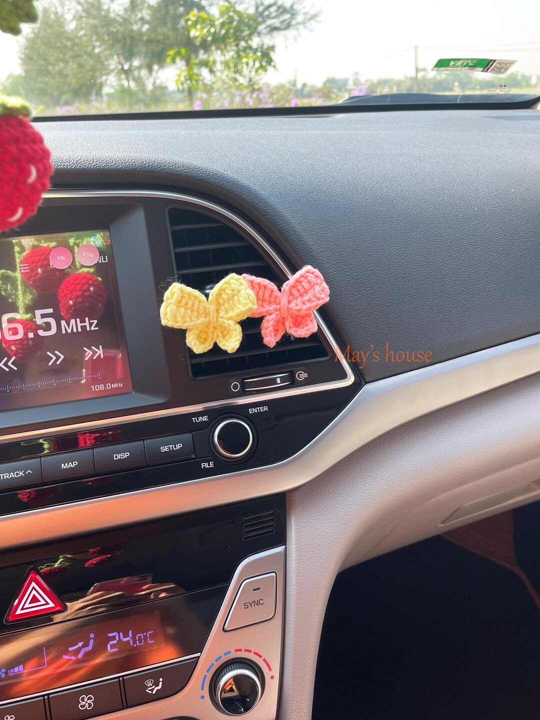 Crochet Bow Car Vent Clip: Milk Cotton Car Decor - Etsy