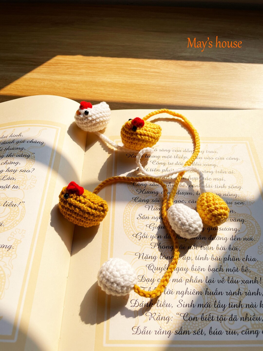 Crochet Hen and Egg Bookmark, Cute Chicken Bookmark, Handmade Farm ...