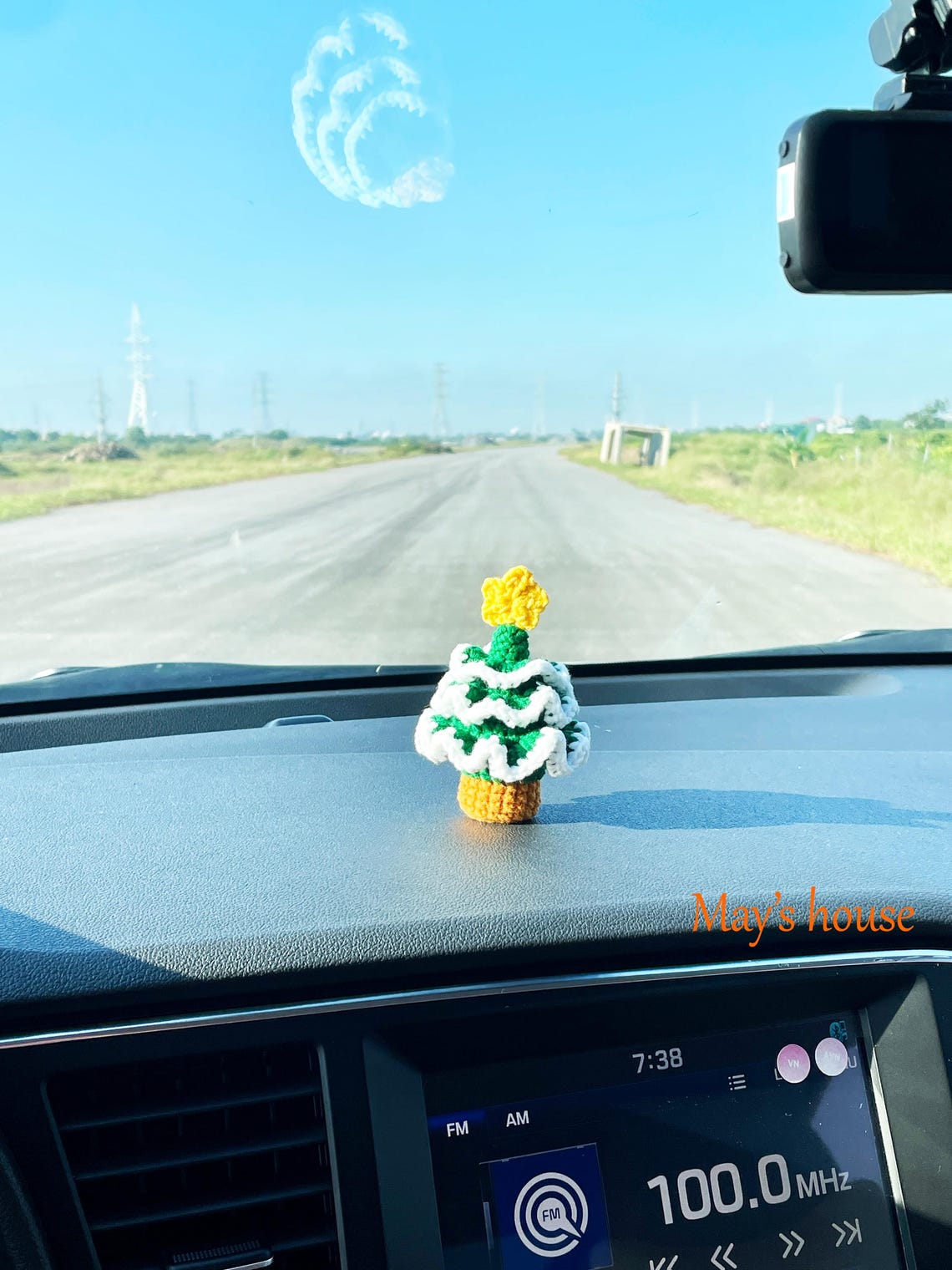 Crochet Snowman & Christmas Tree Car Dashboard Decor, Amigurumi Holiday ...