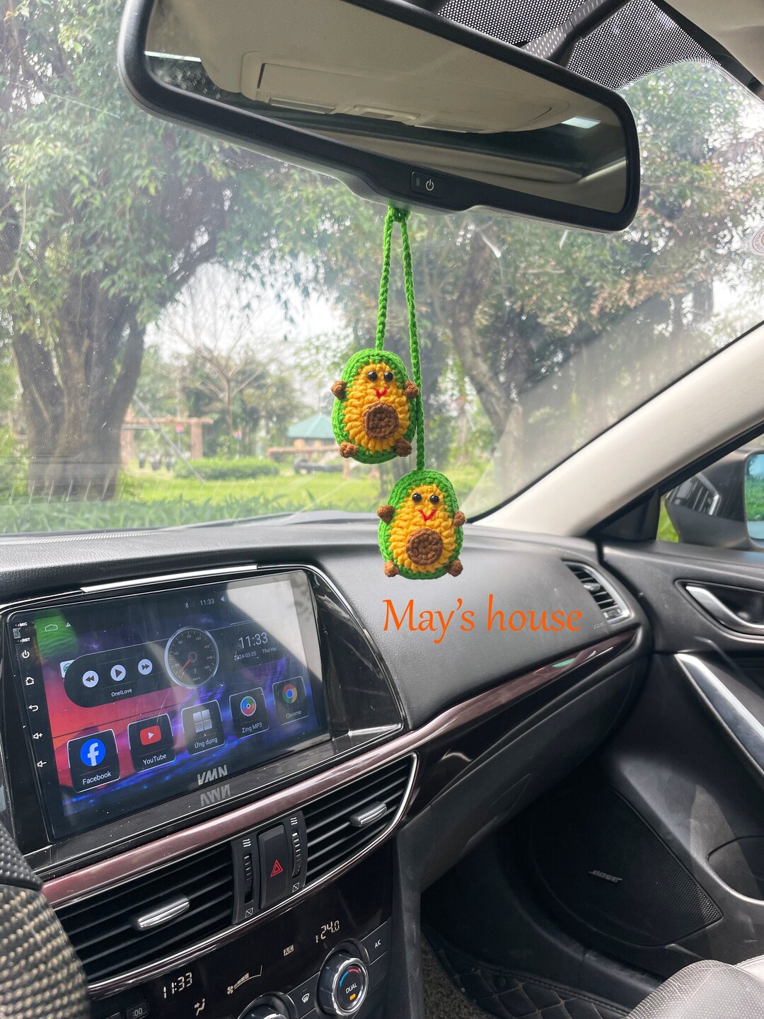 Crochet Avocado Car Hanging, Crochet Avocado Keychain, Avocado ...