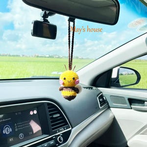 Crochet Bee Car Hanging, Cute Crochet Bee, Amigurumi Bee, Car Mirror ...