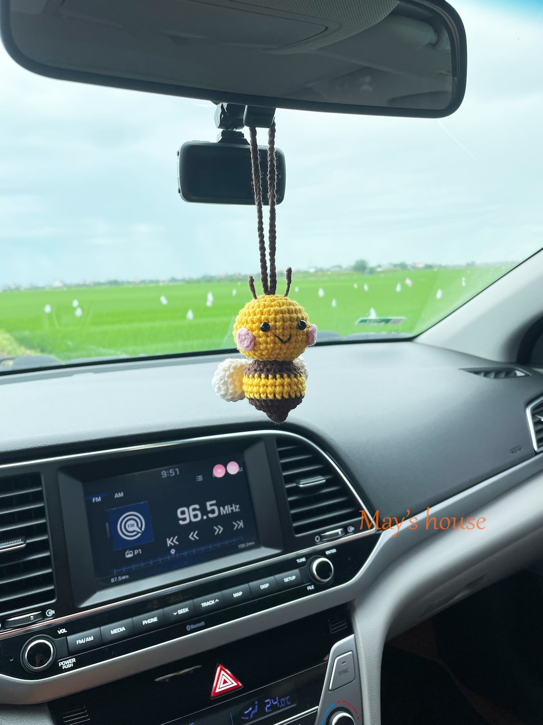 Crochet Bee Car Hanging, Cute Crochet Bee, Amigurumi Bee, Car Mirror ...