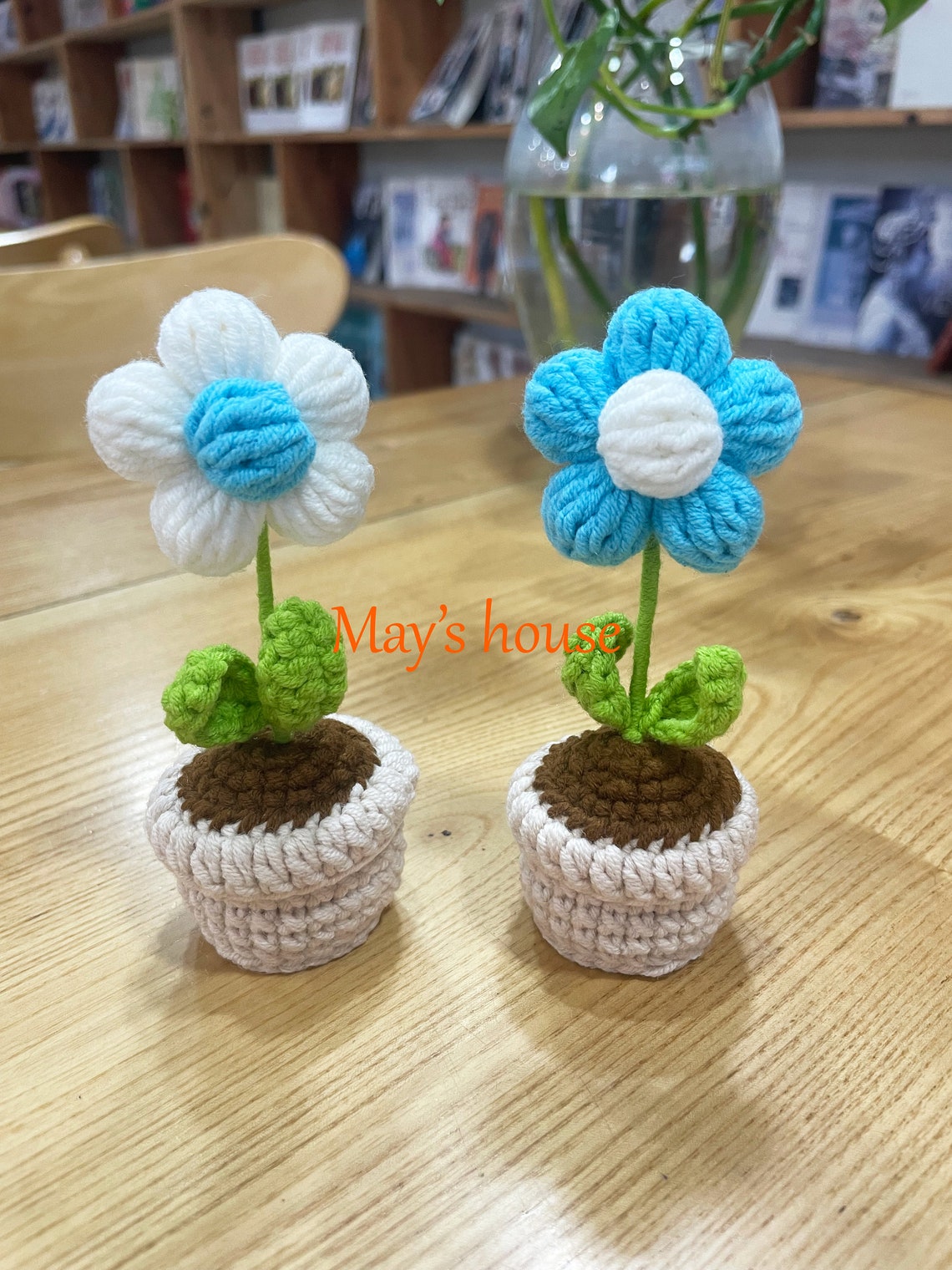 Crochet Daisy Potted Plant: Handmade Cotton Table Decoration - Etsy