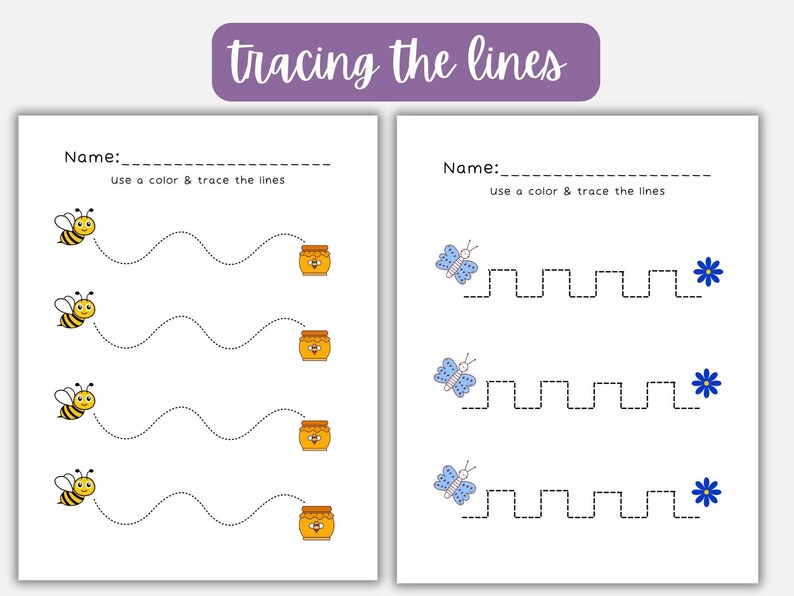 Printable Pre Writing Activity Sheets Line Tracing Practice Join the ...