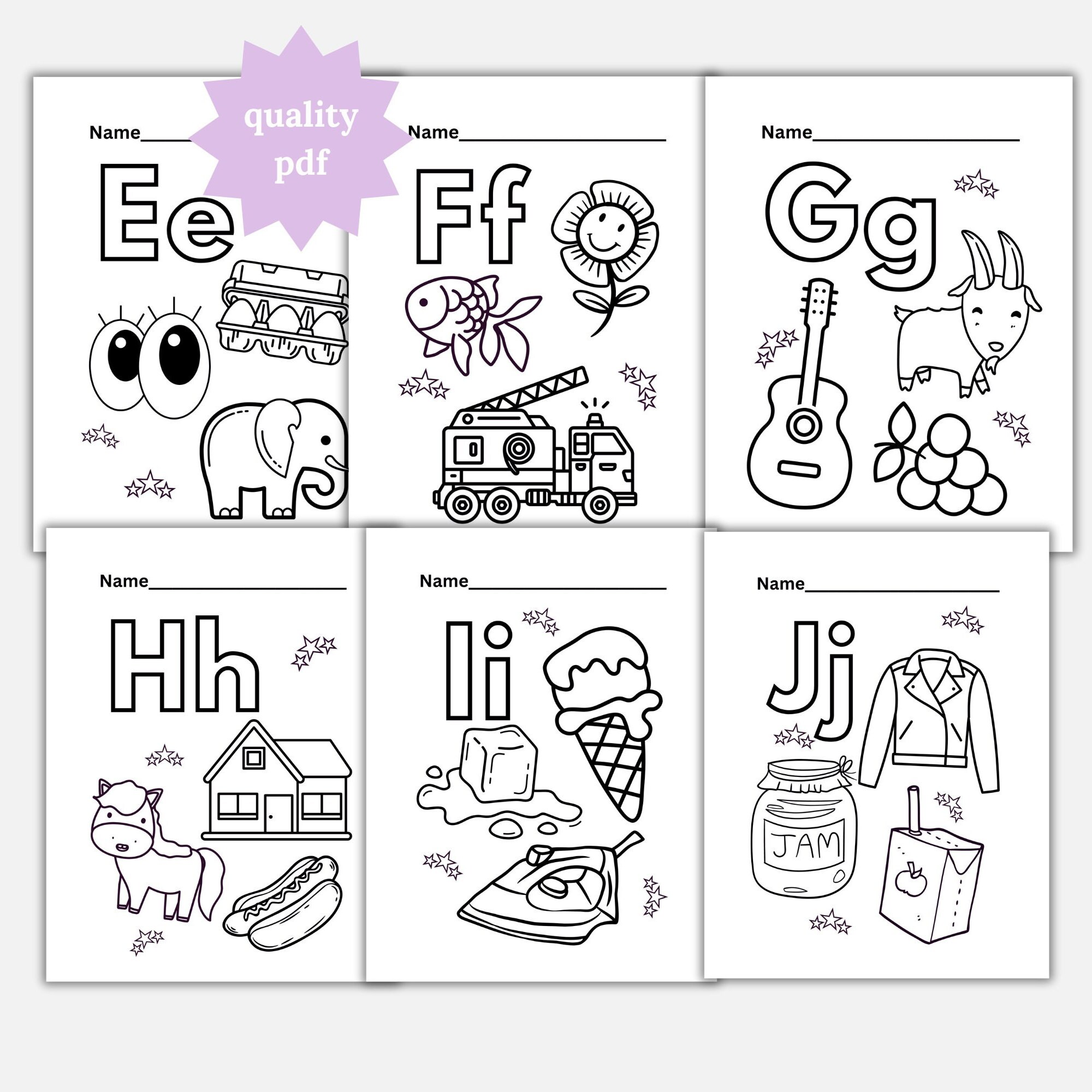 Alphabet Coloring Pages Pre-school Pre-k Toddler ABC Color - Etsy