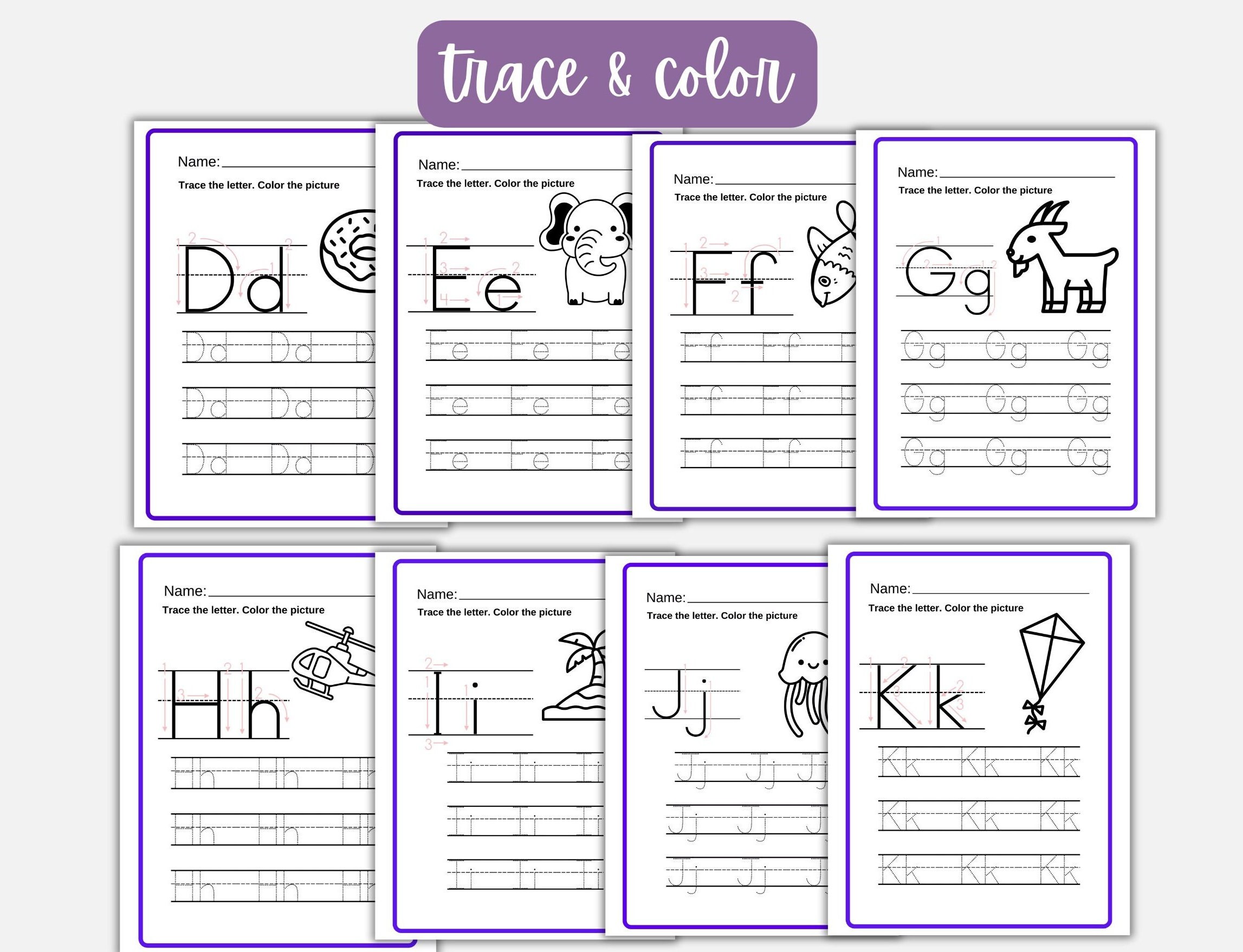 Printable Alphabet Letter Trace Color Worksheets Upper Case Lower Case ...