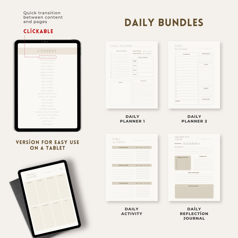 Planner Digital Planner Printable Planner Planner Bundles - Etsy