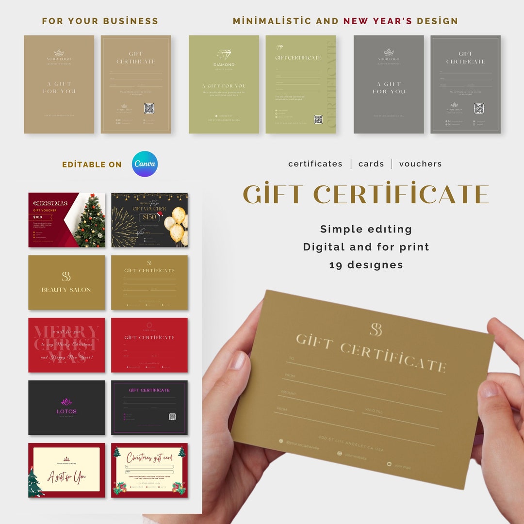 Gift Card Template, Gift Certificate, Editable Gift Cards, Printable ...