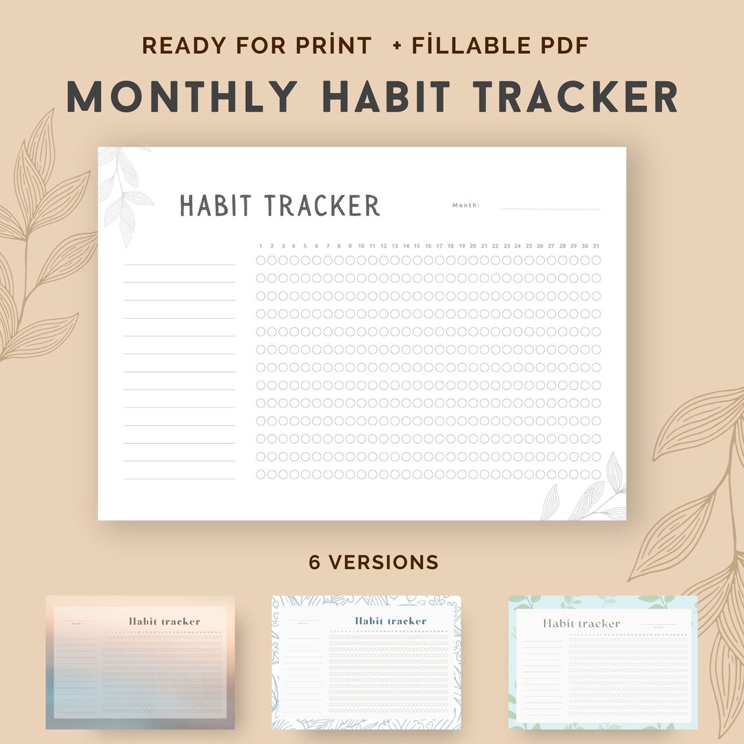 Monthly Habit Tracker Printable, Digital Tracker Printable - Etsy