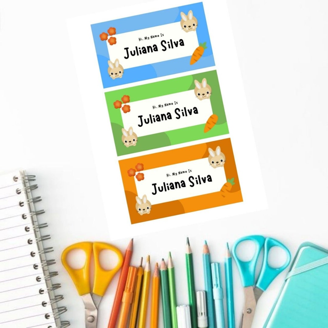 Minimal Rabbit Name Tag Multicolored - Etsy