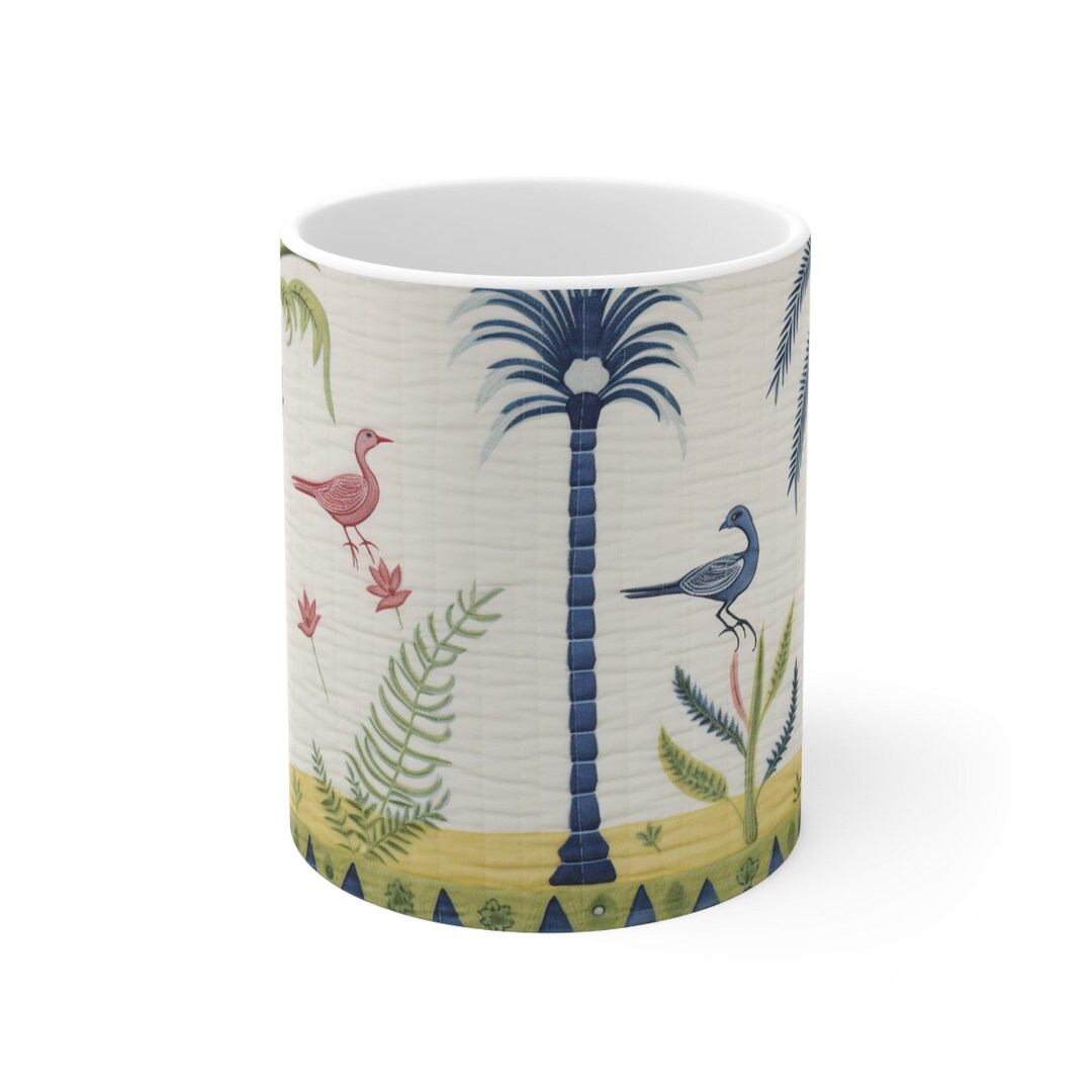 Birds and Palm Tree | Textured Block Print | Gifts for Her | Gifts for ...