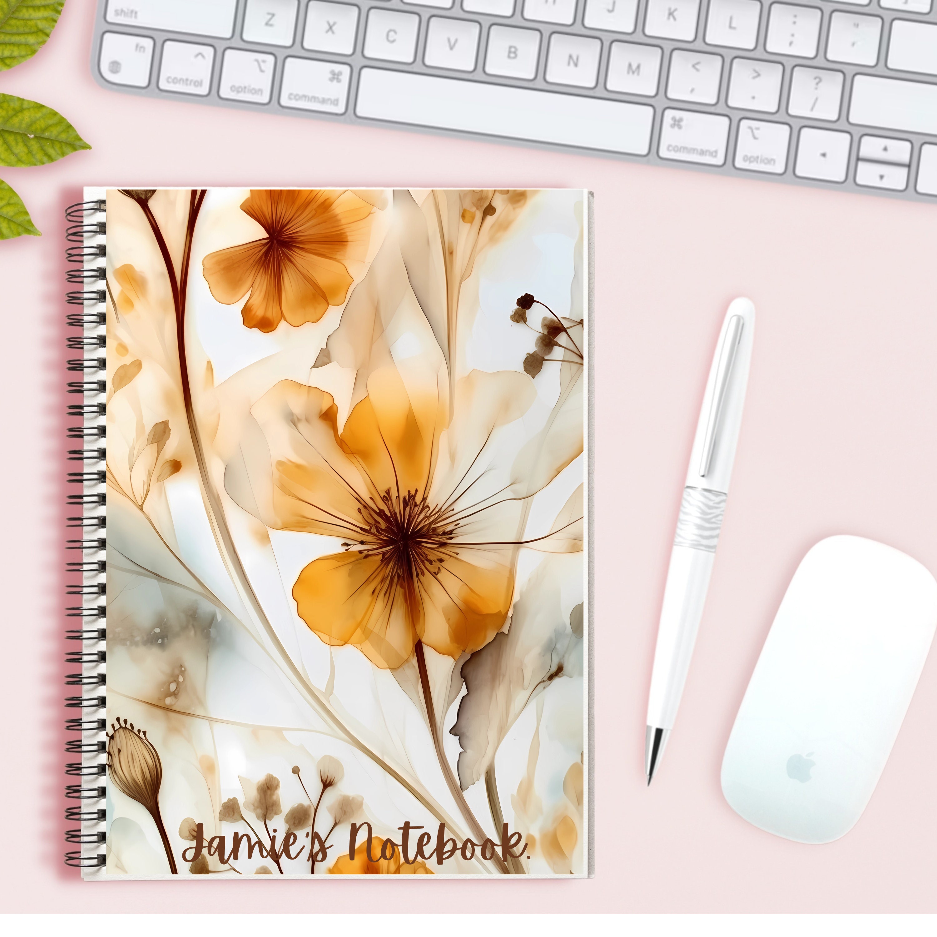 Floral Spiral Notebook, Personalized Spiral Notebook, Custom Notebooks ...