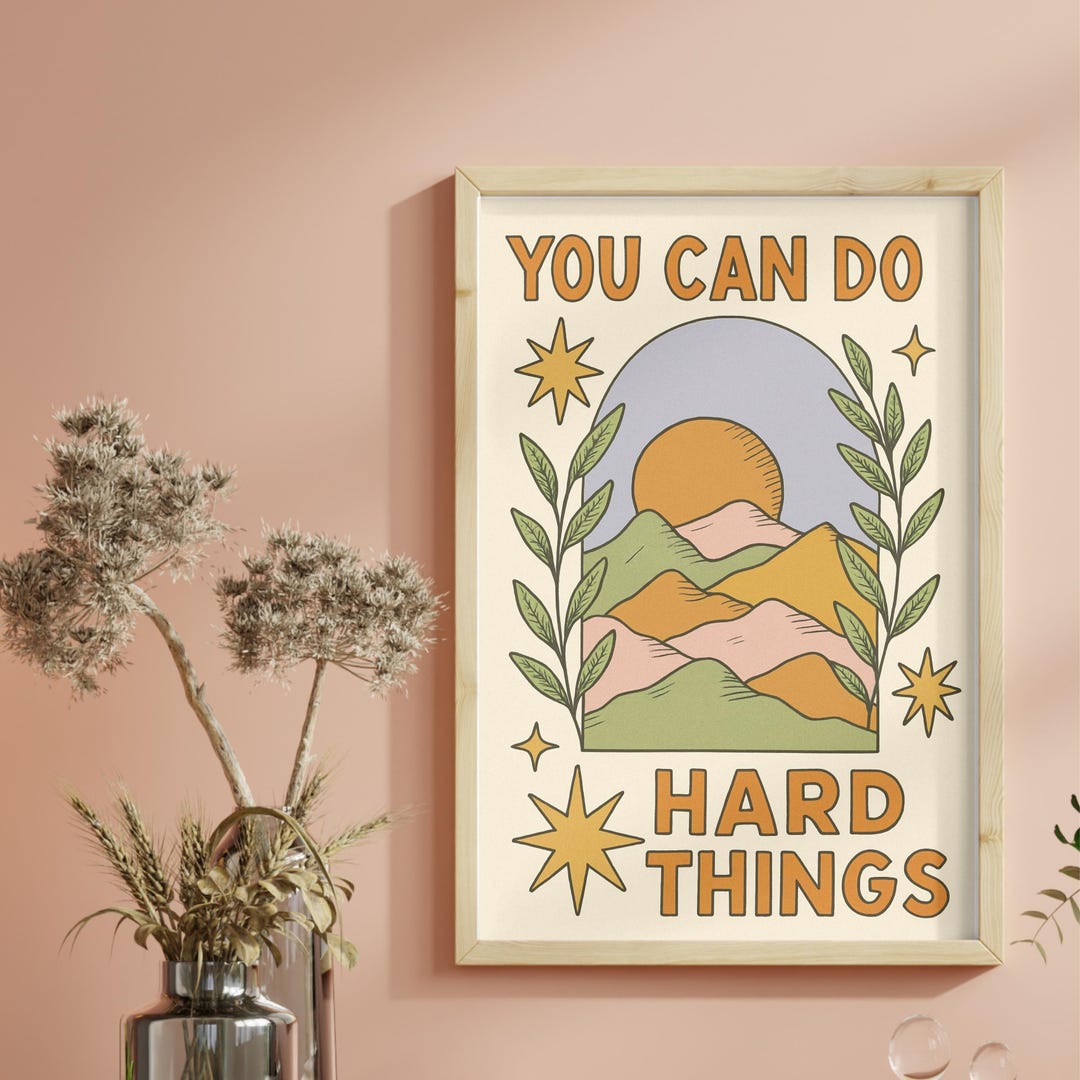 You Can Do Hard Things Poster | 16x20 Motivational Wall Art, Boho ...