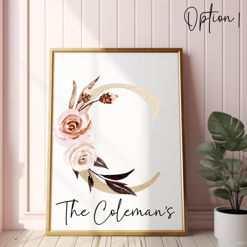 Custom Monogram Portrait, Monogram Wall Art, Family Initial Wall Art ...