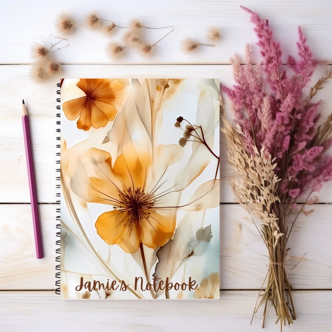 Floral Spiral Notebook, Personalized Spiral Notebook, Custom Notebooks ...